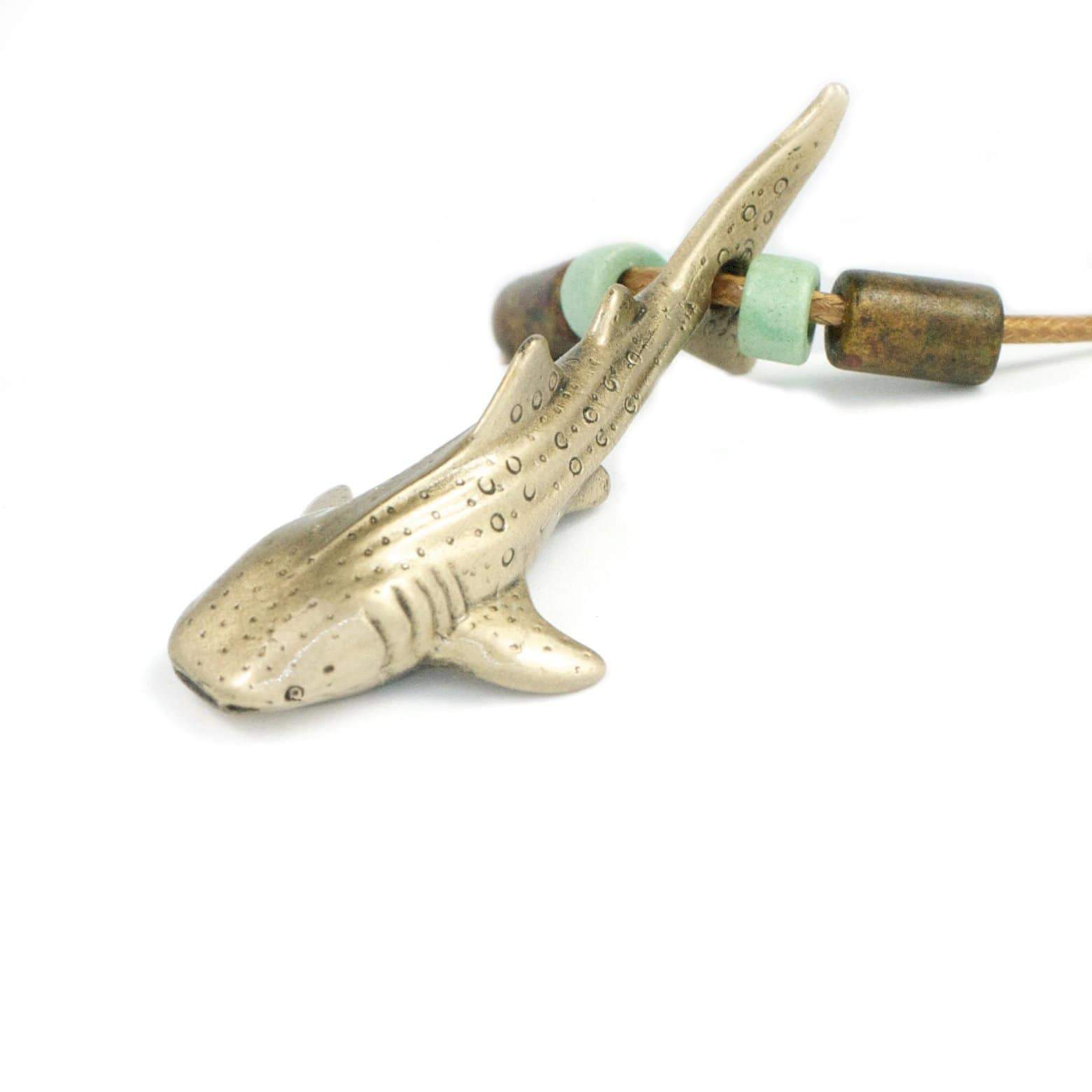 Realistic Whale Shark in Shoreline Solid Bronze Tan with beads Necklace ...